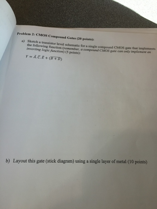 Solved Problem 2: CMOS Compound Gates (20 points): the fola | Chegg.com