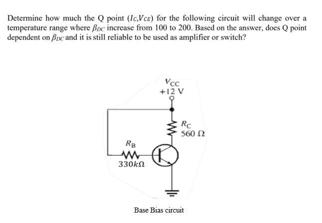 Solved Determine how much the Q point (Ic,Vce) for the | Chegg.com