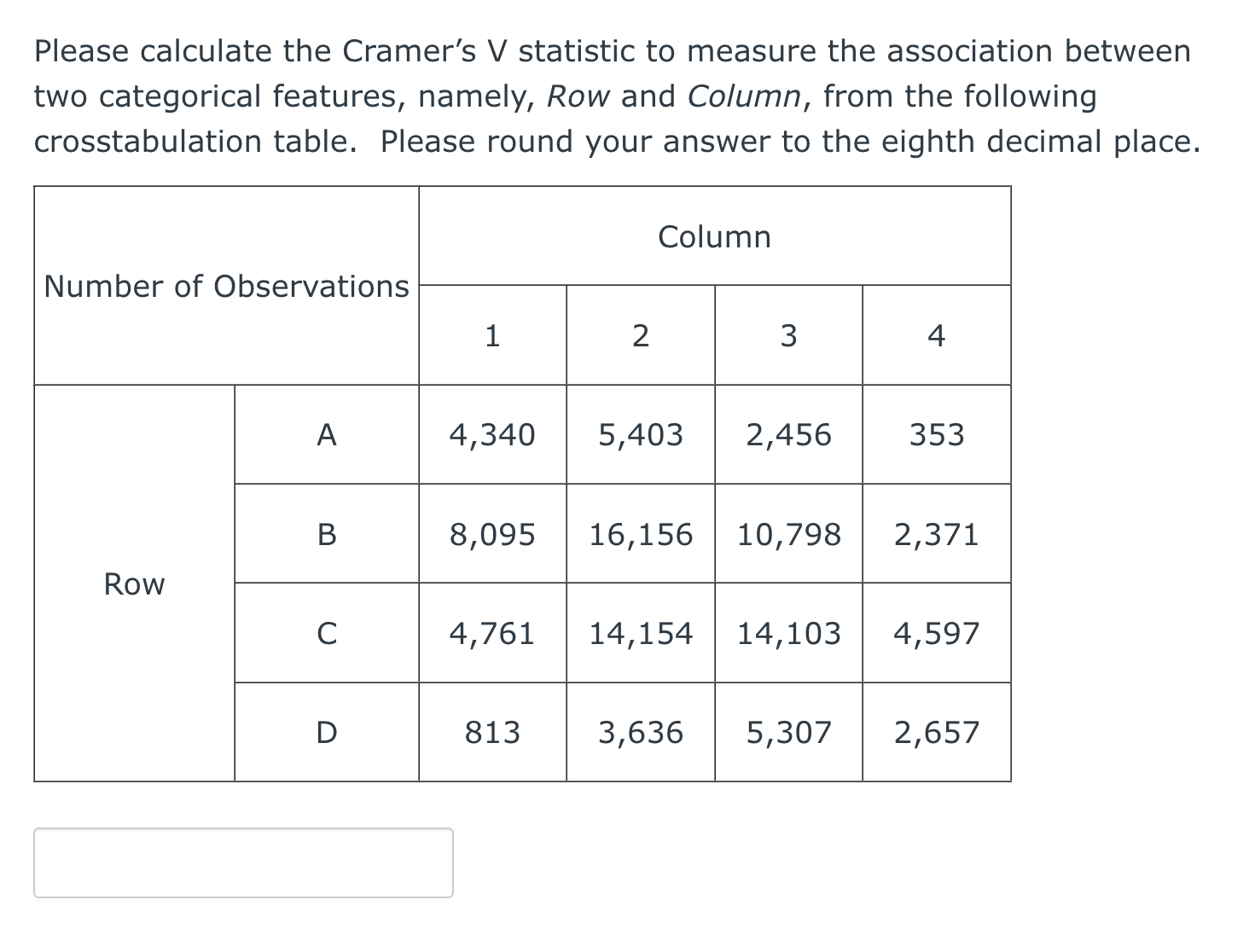 Please calculate the Cramer's V statistic to measure | Chegg.com