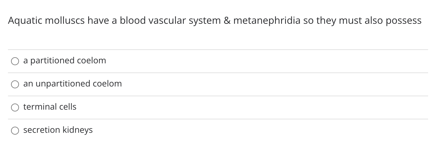Solved Aquatic molluscs have a blood vascular system & | Chegg.com