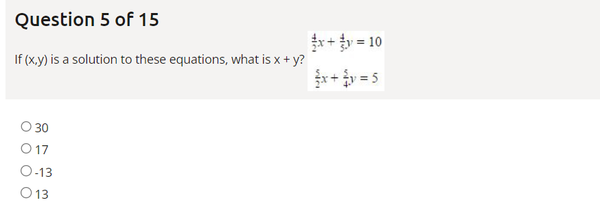 Solved Question 5 of 15If (x,y) is a solution to these | Chegg.com Solved Question 5 of 15If (x,y) is a solution to these | Chegg.com