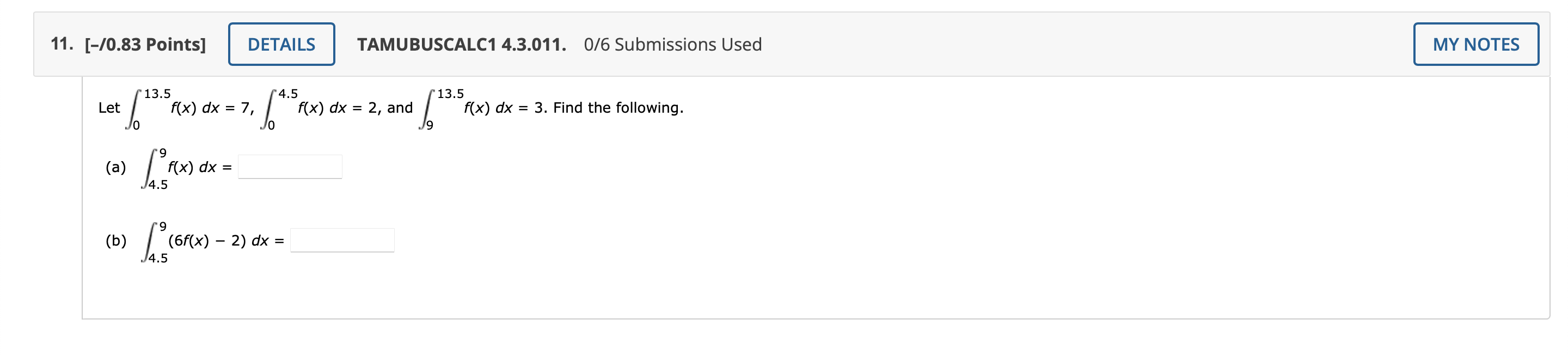Solved Let ∫013.5f(x)dx=7,∫04.5f(x)dx=2, and ∫913.5f(x)dx=3. | Chegg.com