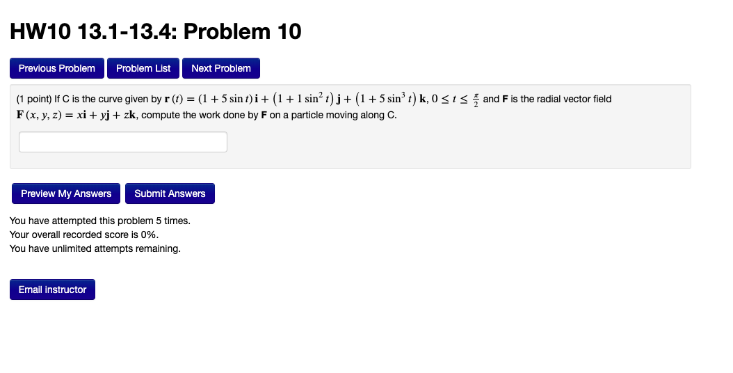 Solved HW10 13.1-13.4: Problem 10 Previous Problem Problem | Chegg.com