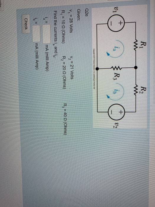 Solved R2 2) 02 Q2e Given: 28 Volts R1 10 Ω (Ohms) R2 _ 20 Ω | Chegg.com