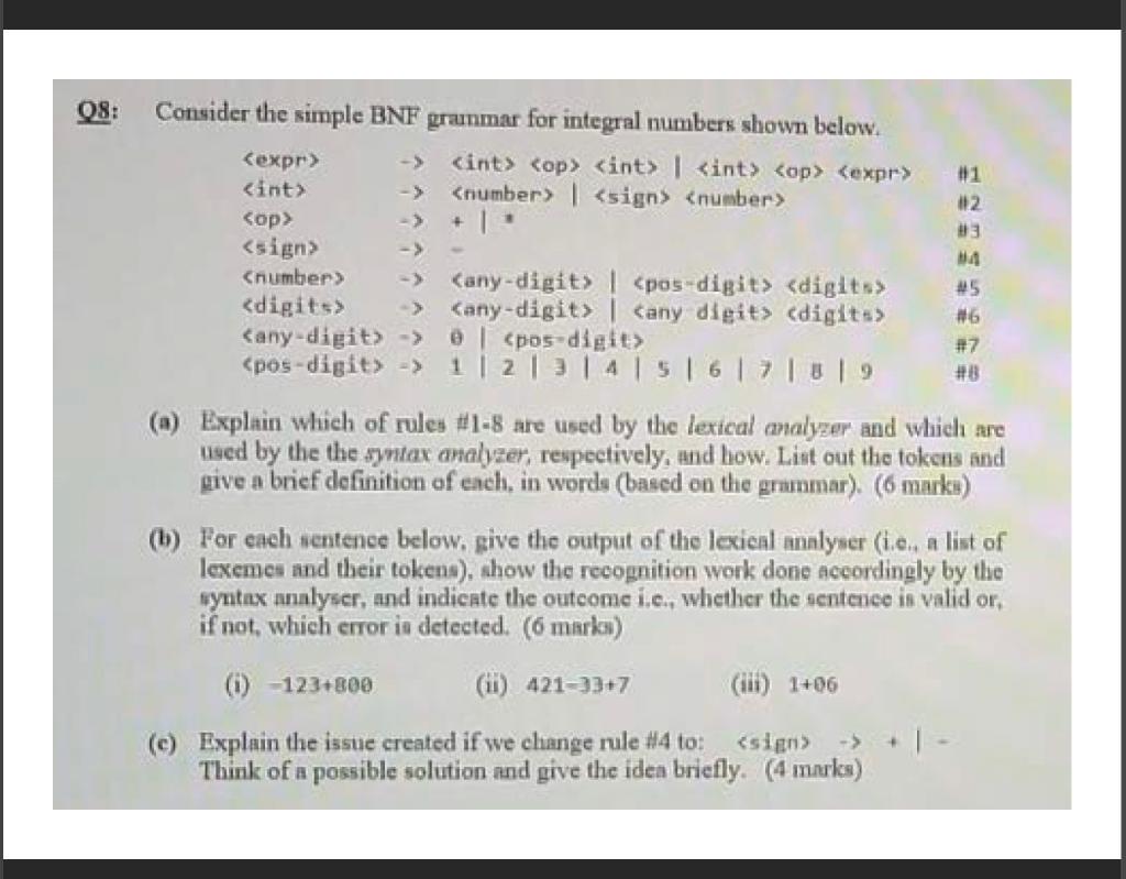 08: #1 2 #3 NA #5 #6 #7 #8 Consider the simple BNF | Chegg.com