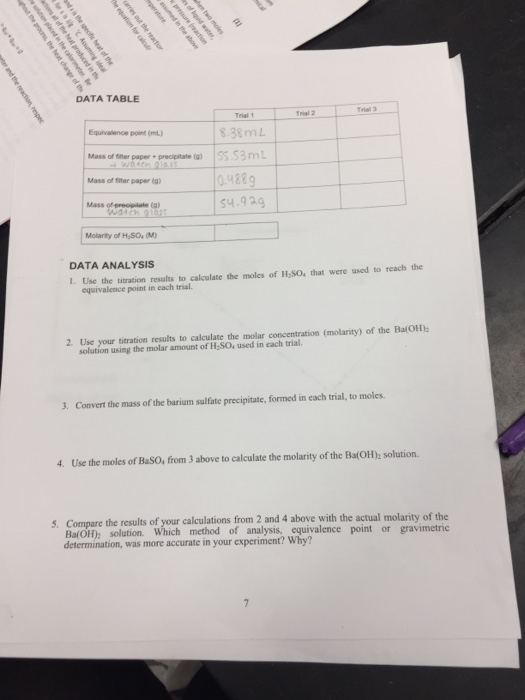 Solved Use the titration results to calculate the moles of | Chegg.com