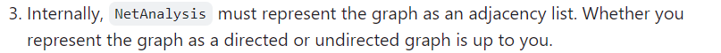 Solved You will need to implement a class named NetAnalysis | Chegg.com