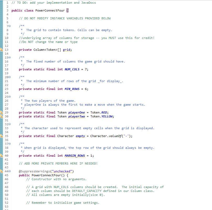 OWN 1 // TO DO: add your implementation and JavaDocs | Chegg.com