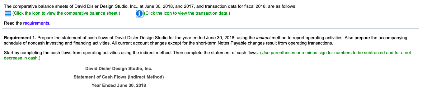 Solved David Disler Design Studio, Inc. Comparative Balance | Chegg.com