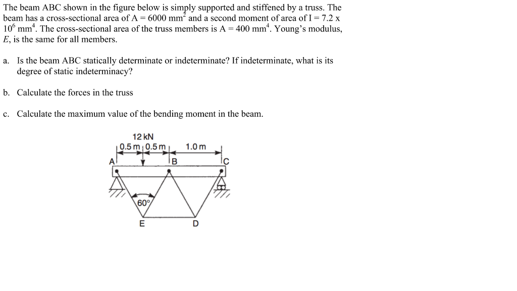 Solved The beam ABC shown in the figure below is simply | Chegg.com