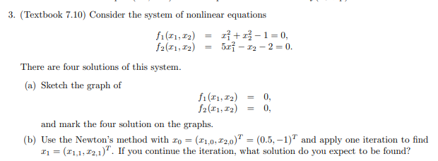 3. (Textbook 7.10) Consider the system of nonlinear | Chegg.com