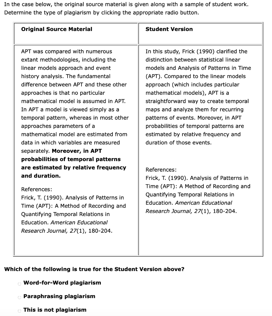 Solved In the case below, the original source material is | Chegg.com