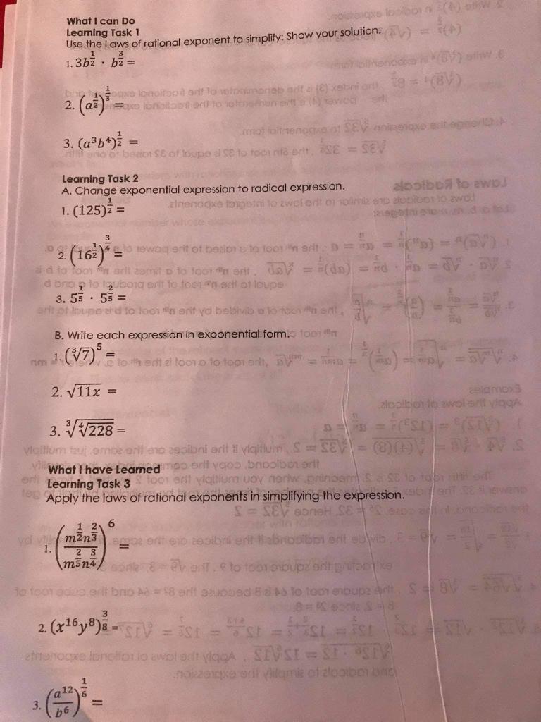 Solved What I can Do Learning Task 1 Use the Laws of | Chegg.com