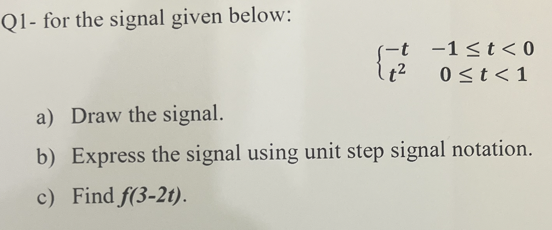 Solved Q1- ﻿for the signal given below:-t,-1≤t