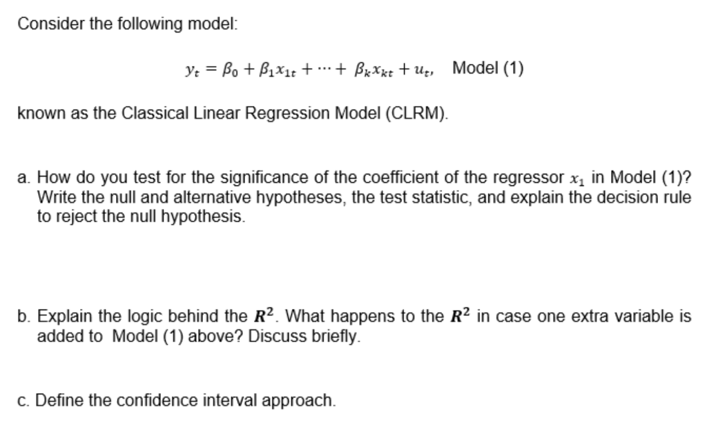 Solved Consider the following model: Y: = Be + B2x10 + ... + | Chegg.com