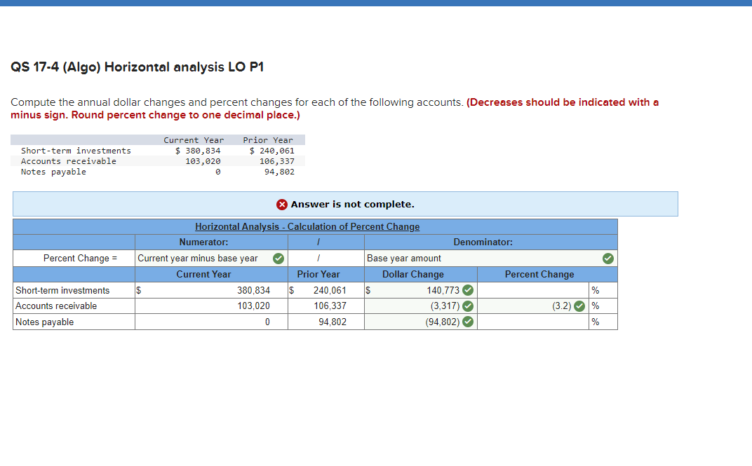 Solved QS 17−4 (Algo) Horizontal analysis LO P1 Compute the | Chegg.com