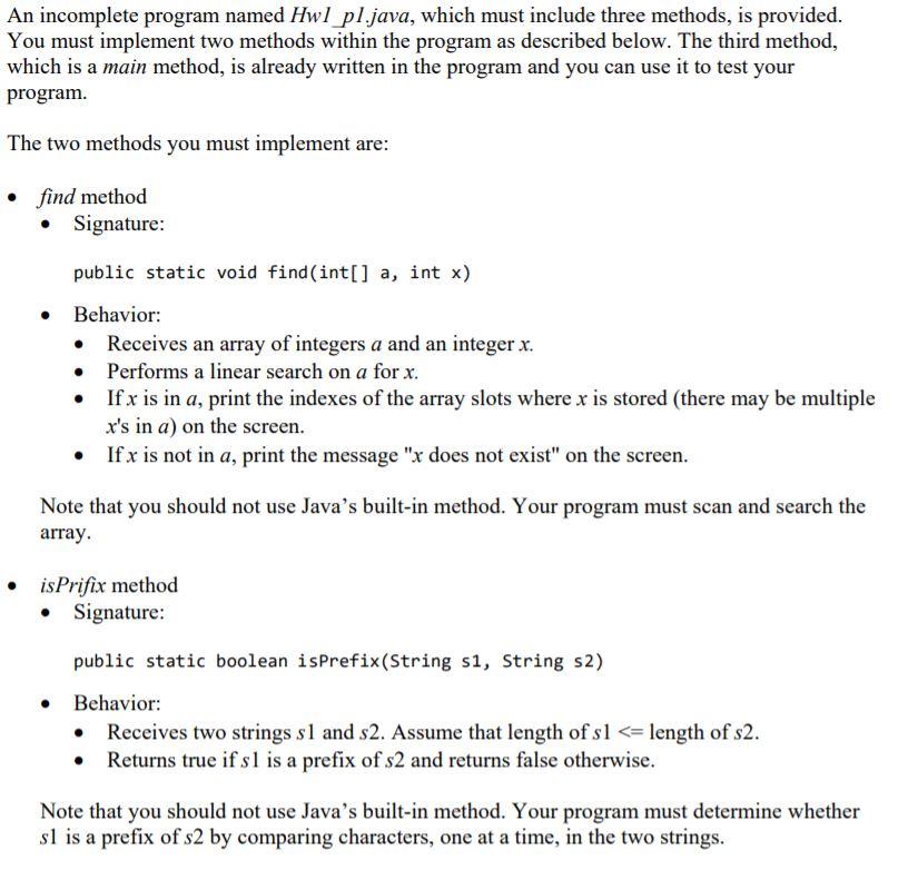 Solved An incomplete program named Hwl_pl.java, which must | Chegg.com