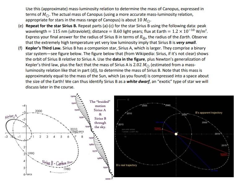Solved 1. Sizing up Stars. Canopus is the second brightest | Chegg.com