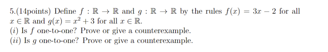 Solved 5.(14points) Define f:R→R and g:R→R by the rules | Chegg.com