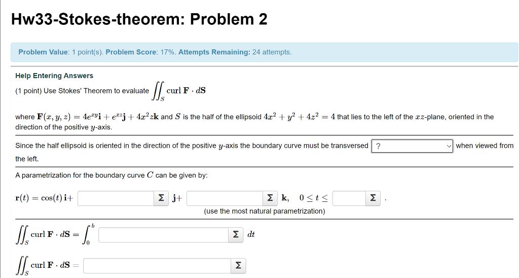 Solved Hw33-Stokes-theorem: Problem 2 Problem Value: 1 | Chegg.com