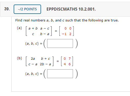 Solved 39. -/2 POINTS EPPDISCMATH5 10.2.001. Find real | Chegg.com