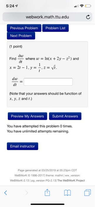 Solved 5:227 webwork.math.ttu.edu At Teast one OT tne | Chegg.com