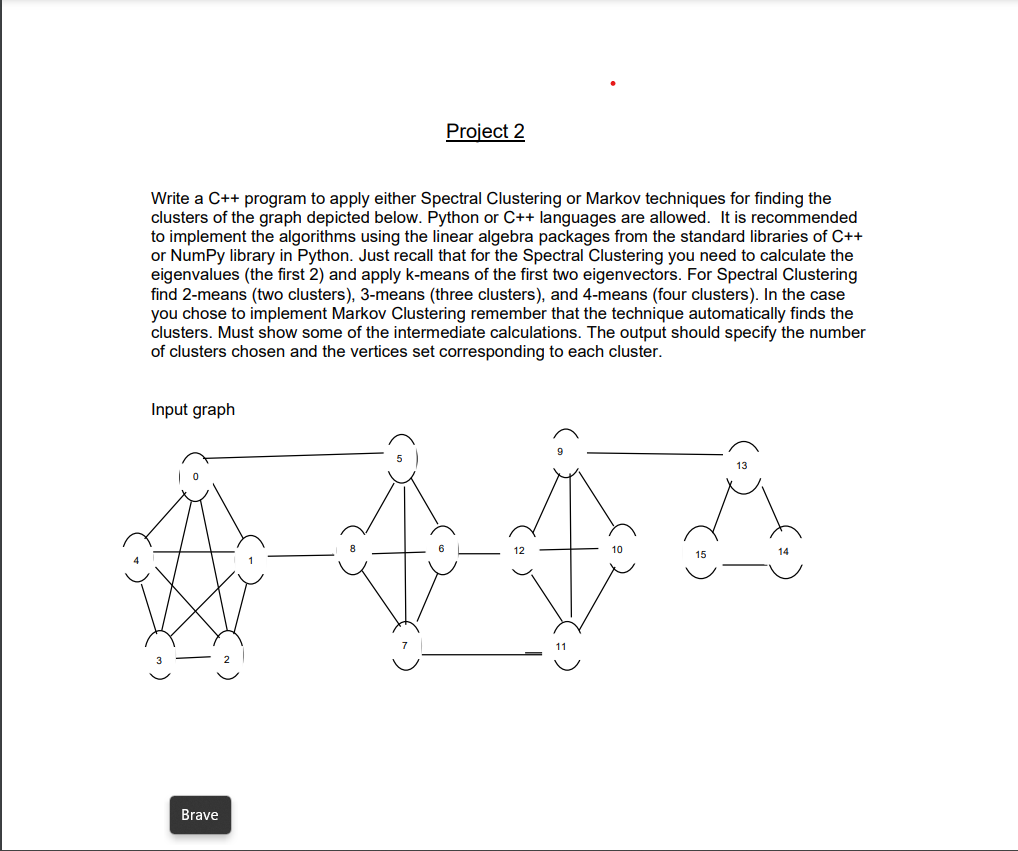 Solved write a python program to apply spectral clustering | Chegg.com