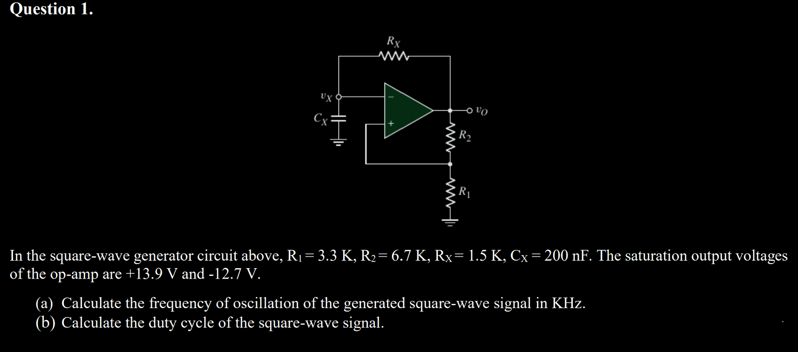 Solved In the square-wave generator circuit above, R1=3.3 | Chegg.com