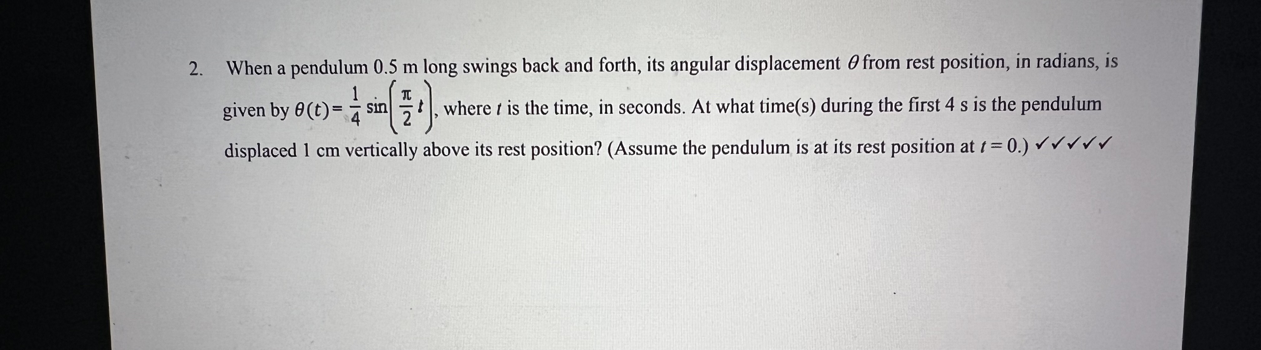 Solved When a pendulum 0.5 m ﻿long swings back and forth, | Chegg.com