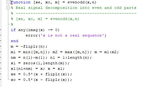 Eunction xe, xo, mevenodd (x, n) % Real signal | Chegg.com