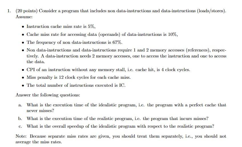 Solved (20 points) Consider a program that includes non | Chegg.com