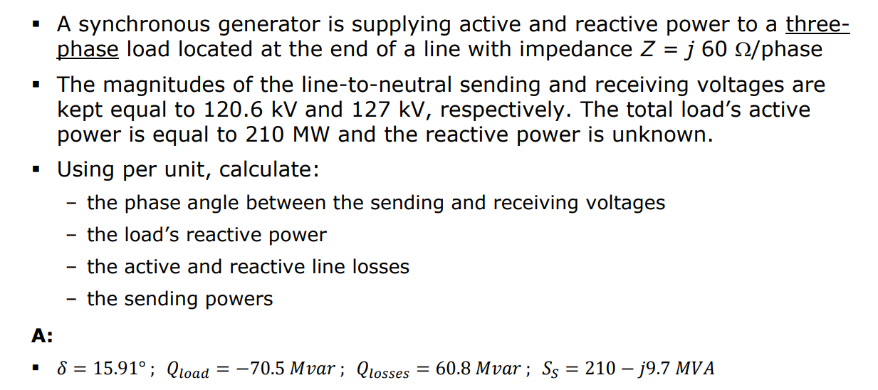 Solved - A synchronous generator is supplying active and | Chegg.com