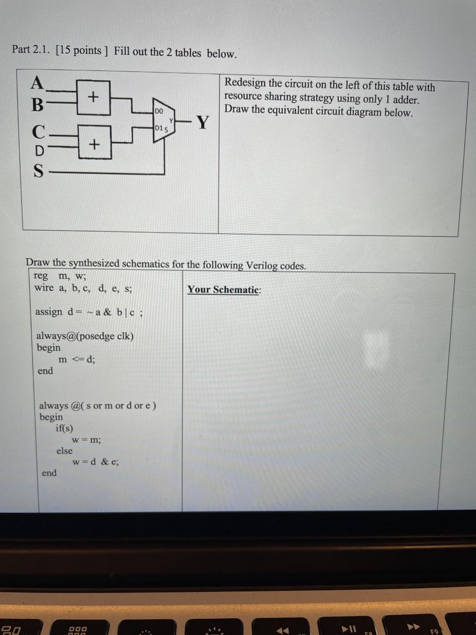 Solved Part 2.1. [15 points ] Fill out the 2 tables below. | Chegg.com