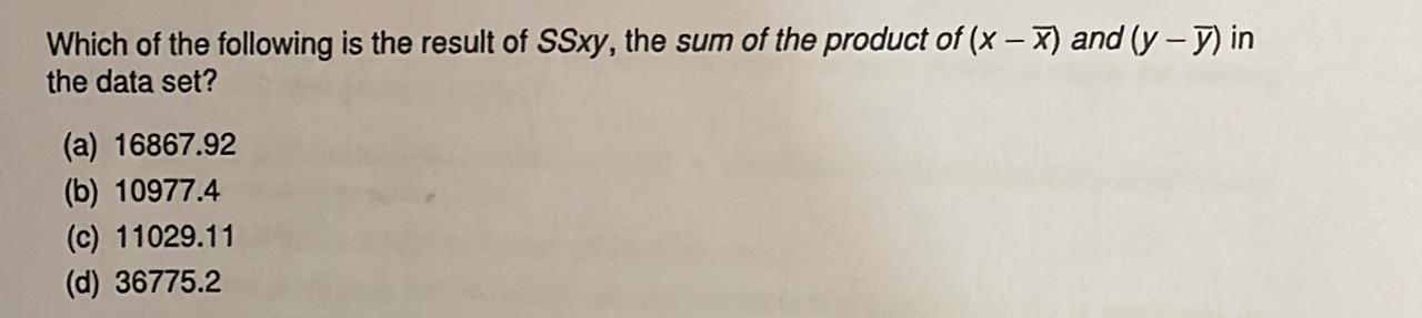 Solved 27. The table below shows partial data set used in a | Chegg.com
