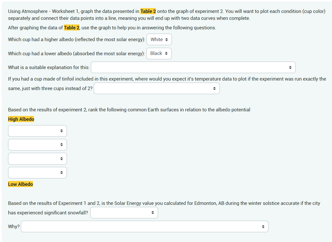 Solved To observe how albedo affects the amount of solar | Chegg.com