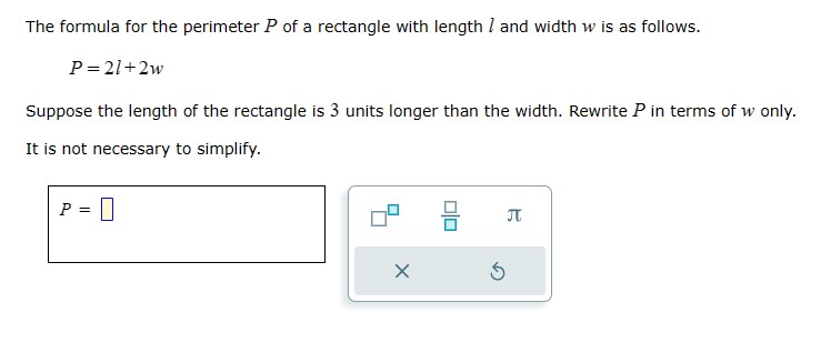Solved The formula for the perimeter P of a rectangle with | Chegg.com