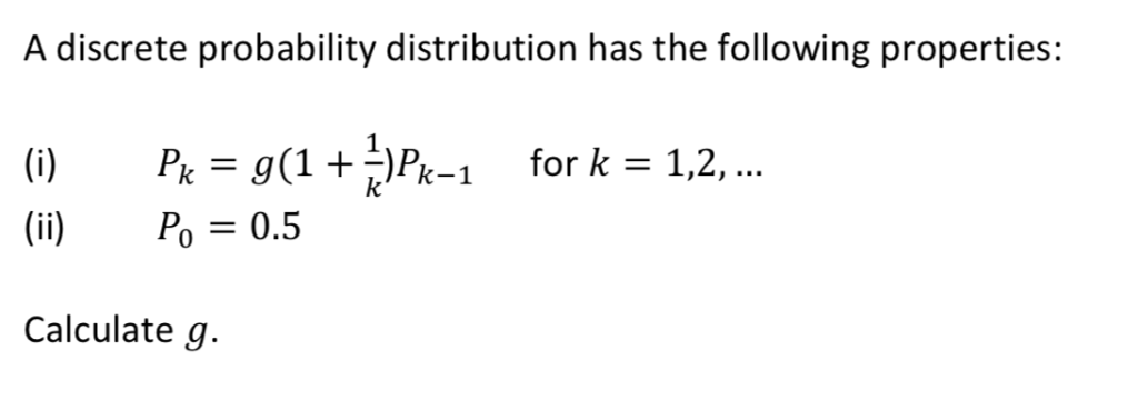 Solved A discrete probability distribution has the following | Chegg.com