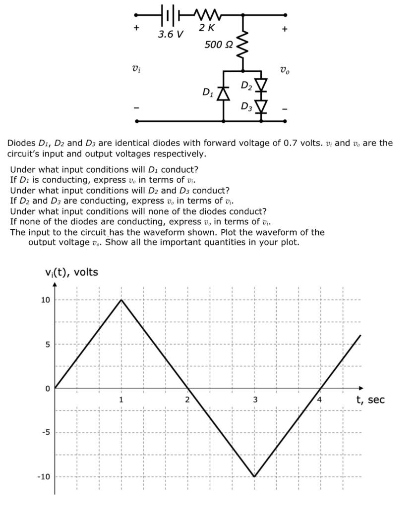 Solved Diodes D1,D2 and D3 are identical diodes with forward | Chegg.com
