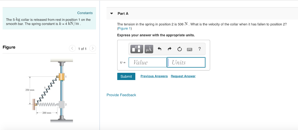Solved Constants Part A The 5-kg collar is released from | Chegg.com
