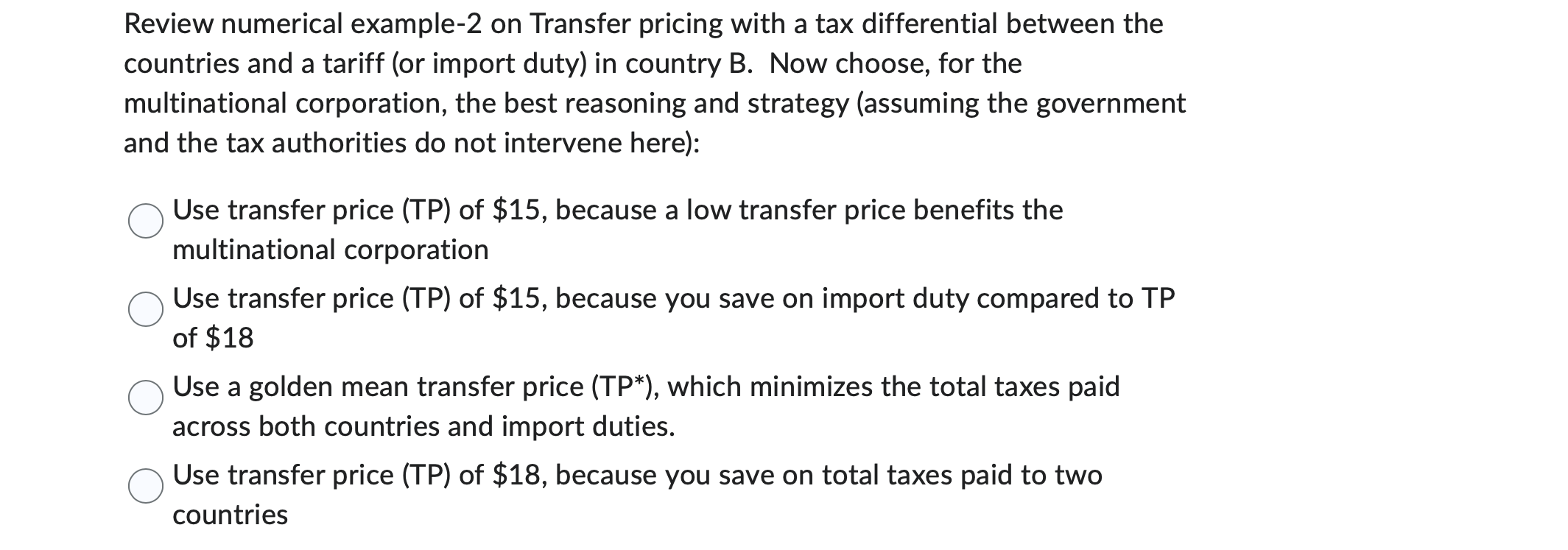 Review numerical example-2 on Transfer pricing with a | Chegg.com