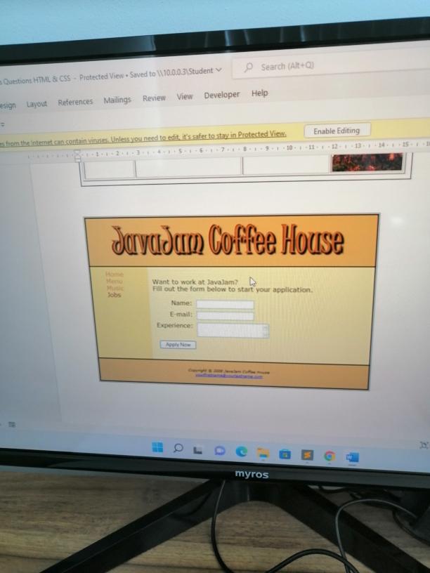 Solved What HTML5 code is used to create the JavaJam Coffee | Chegg.com