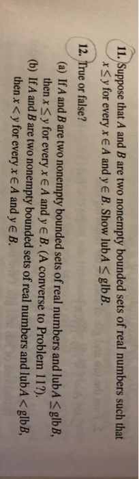 Solved 11. Suppose that A and B are two nonempty bounded | Chegg.com