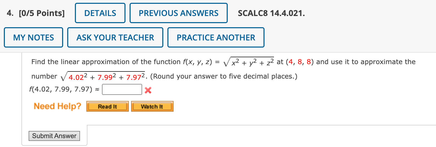 Solved Find the linear approximation of the function | Chegg.com