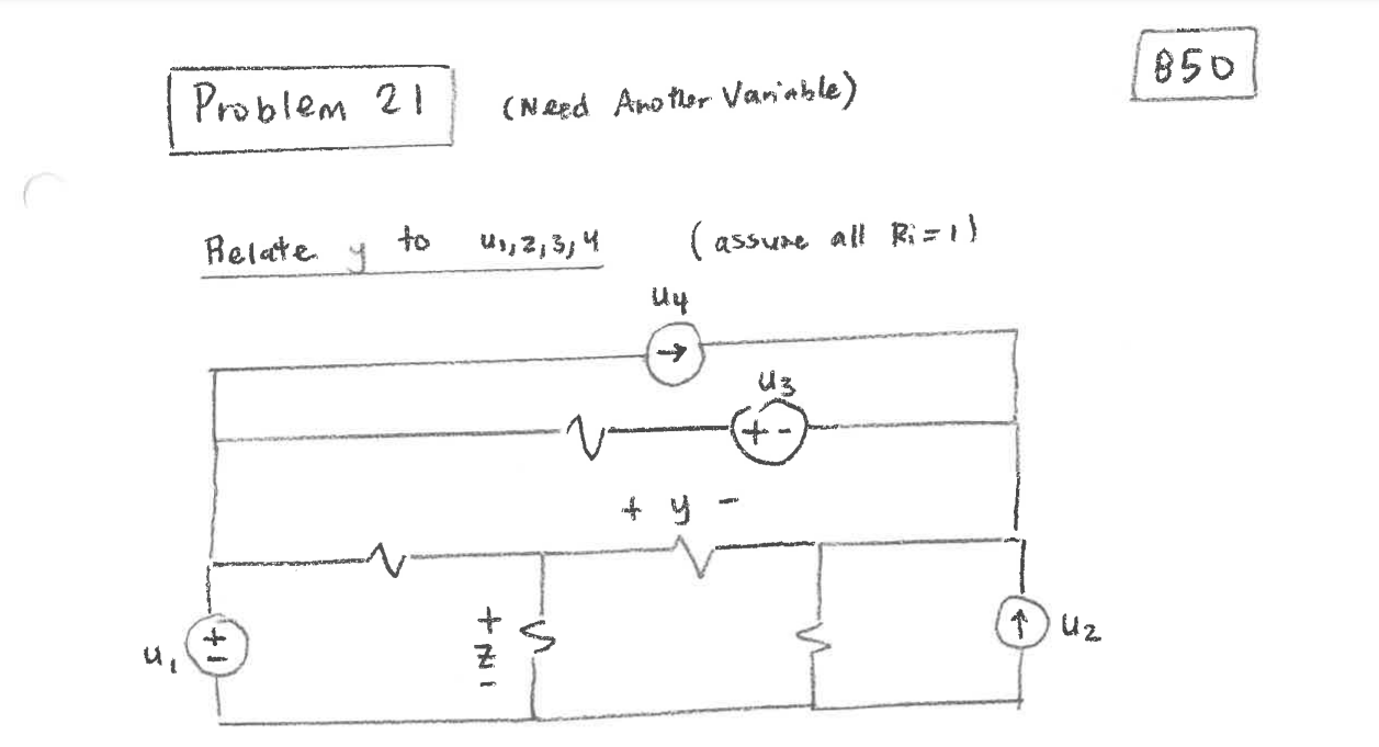 Solved Problem 21 ﻿Relate y ﻿to u1,2,3,4 (assume all Ri=1 ) | Chegg.com