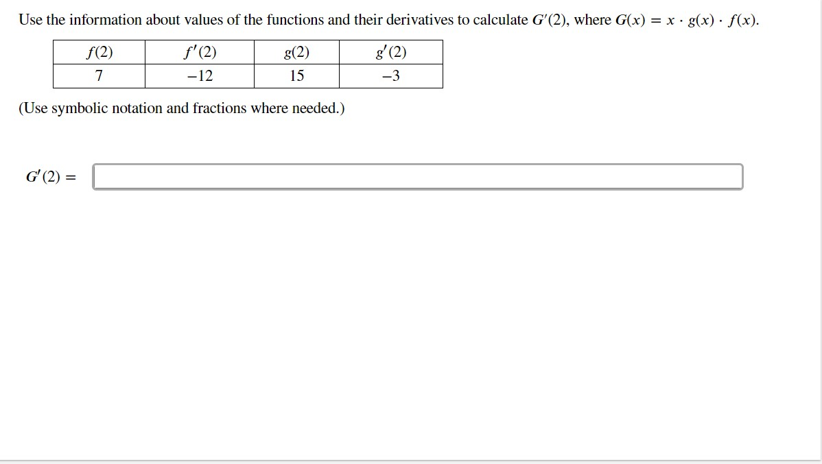 Solved Use the information about values of the functions and | Chegg.com