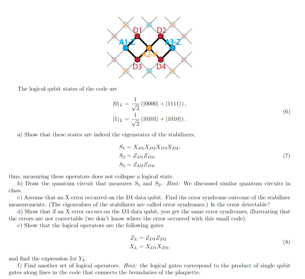 Problem 2 A Small Surface Code 15 Pts No