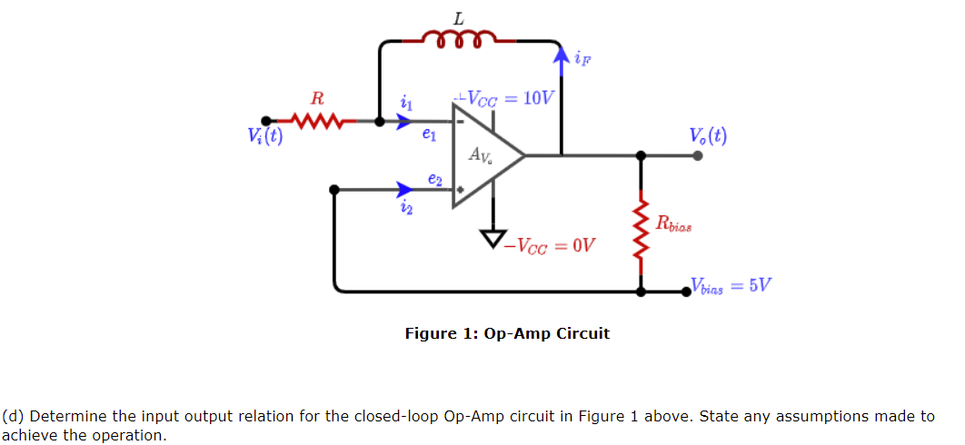 Solved vir R Vcc = 10V vi (0) ei V.(t) Av. e2 FI 12 Rbias | Chegg.com