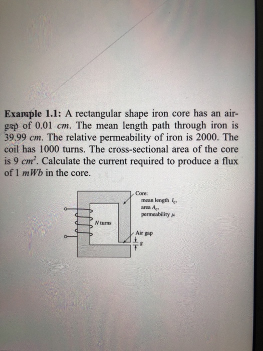Solved Exanaple 1.1: A rectangular shape iron core has an | Chegg.com