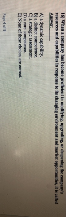 Solved 16) When a company has become proficient in | Chegg.com