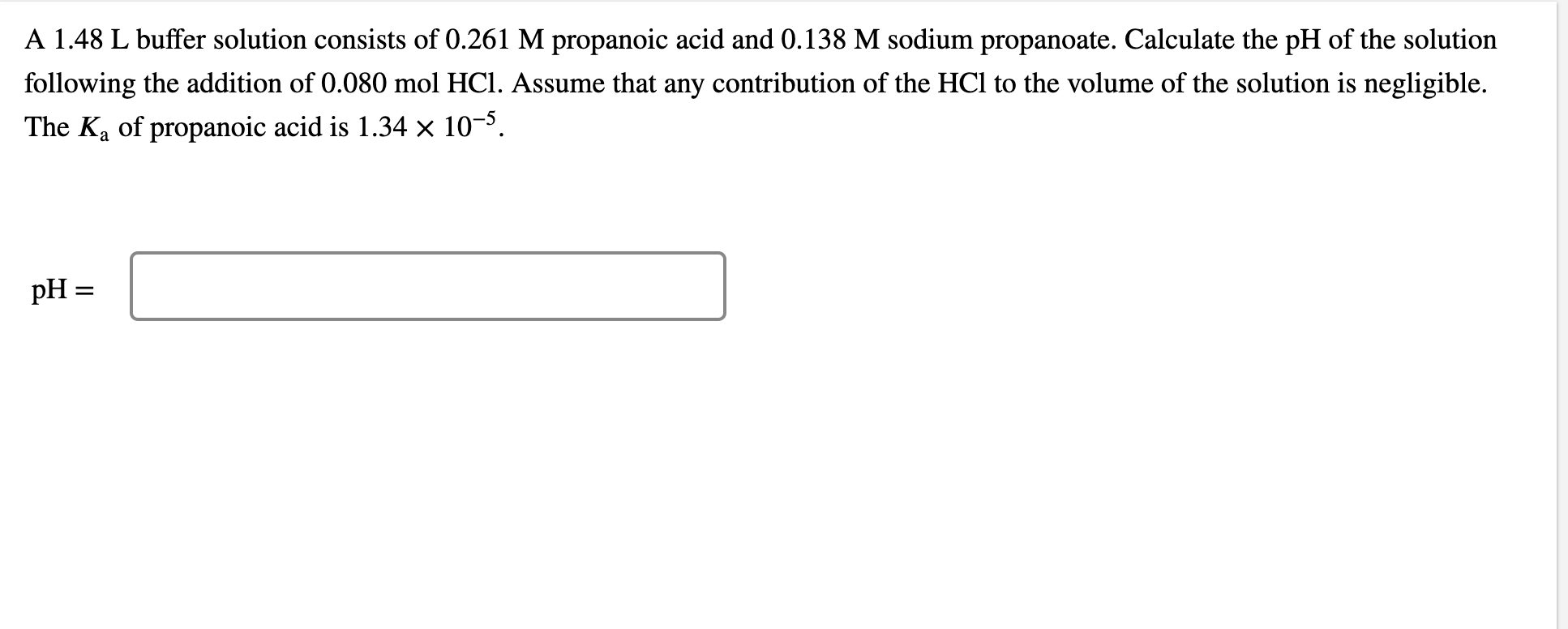 Solved A 1.48 L buffer solution consists of 0.261 M | Chegg.com